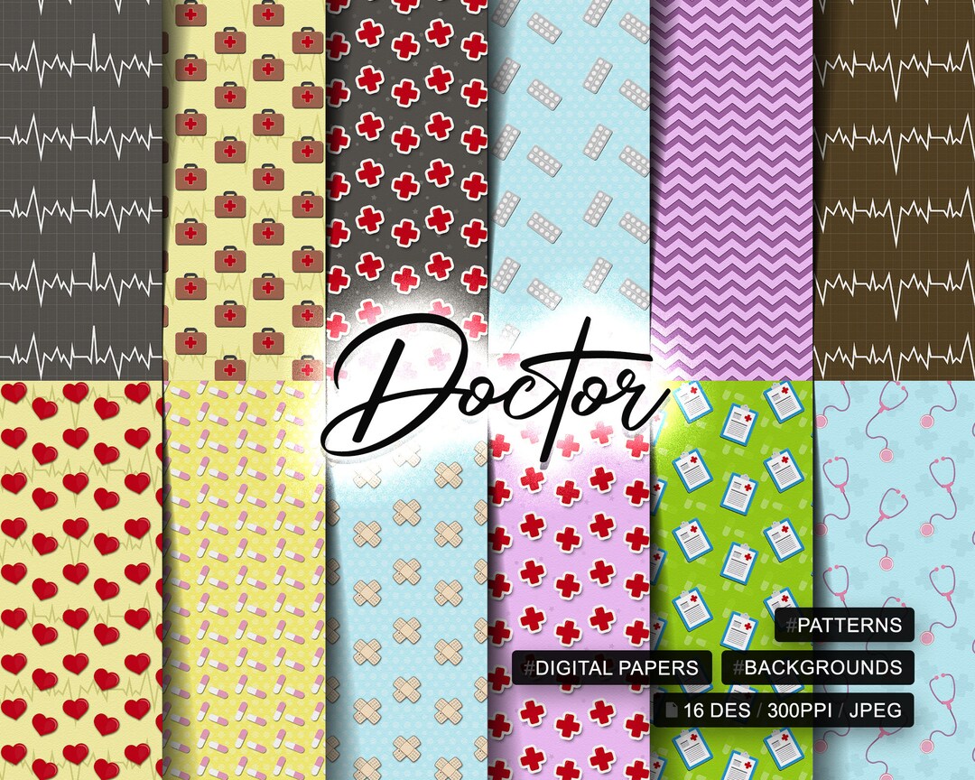 16 Doctor Digital Papers Doctor Patterns Doctors Nursing - Etsy