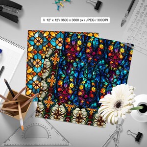 152 Stained Glass Seamless Pattern | Digital Seamless Pattern Geometric ...