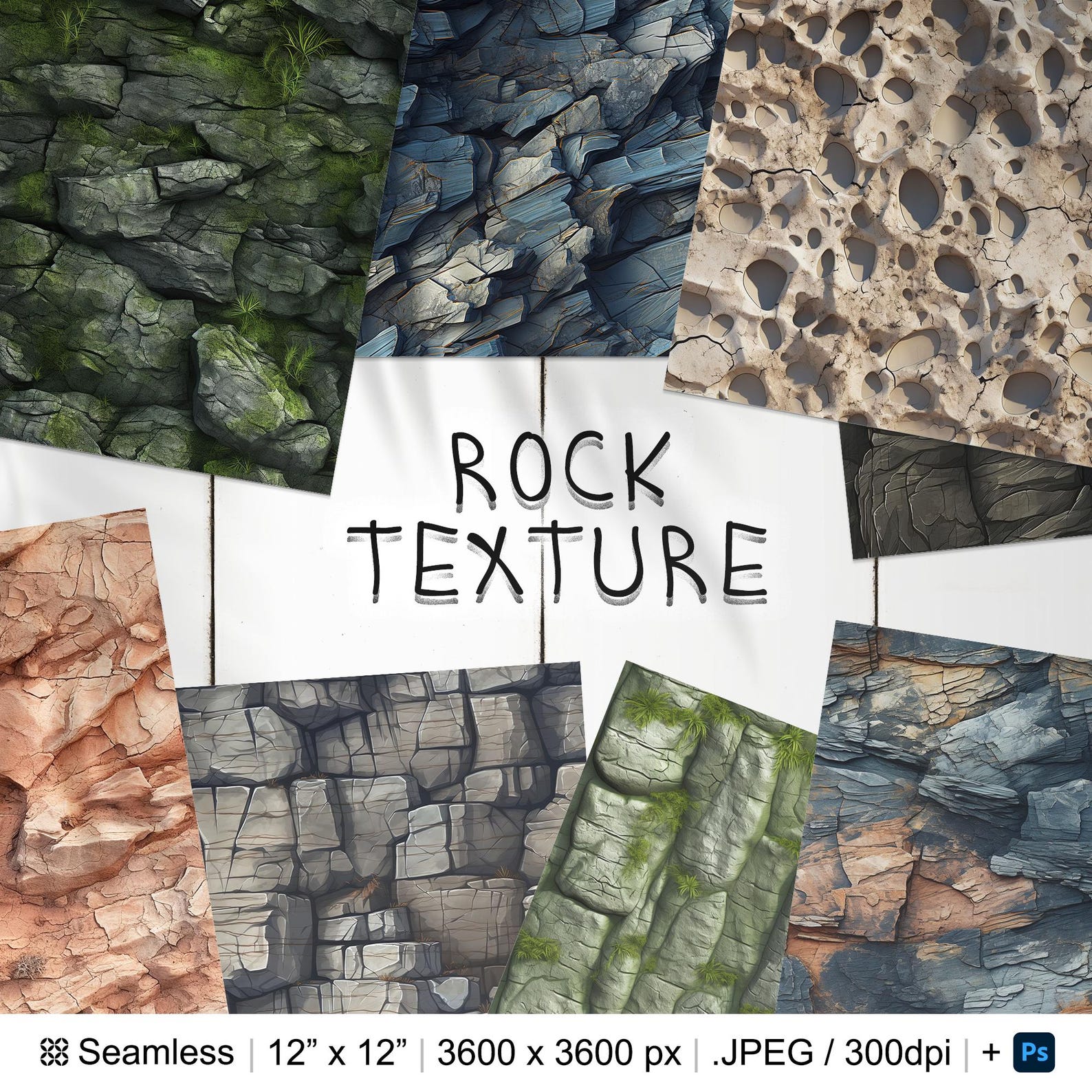 194 Rock Seamless Pattern | Digital Seamless Pattern Stone | 3d Digital ...