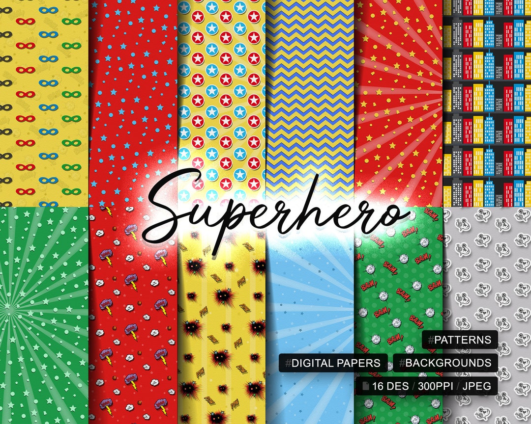 16 Superhero Digital Papers Superhero Patterns Superhero - Etsy