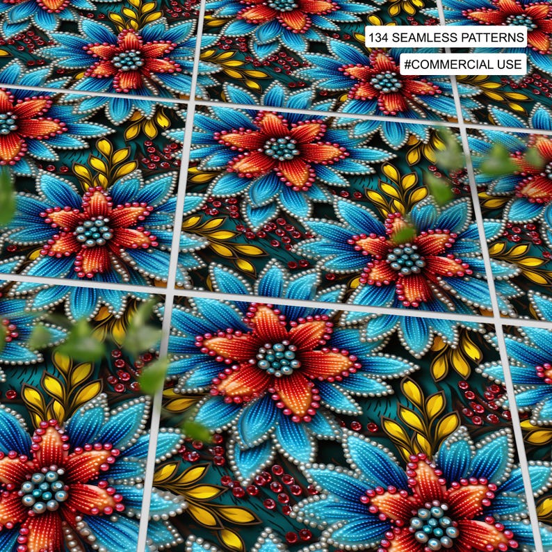 134 Beadwork Seamless Pattern | Digital Seamless Pattern Beaded ...