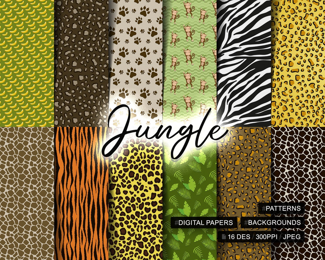 16 Jungle Digital Papers, Jungle Digital Patterns, Jungle Print Paper ...