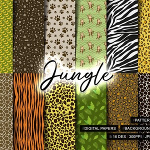 16 Jungle Digital Papers, Jungle Digital Patterns, Jungle Print Paper ...