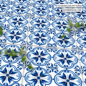 103 Portuguese Tile Seamless Pattern | Digital Seamless Pattern Azulejo ...