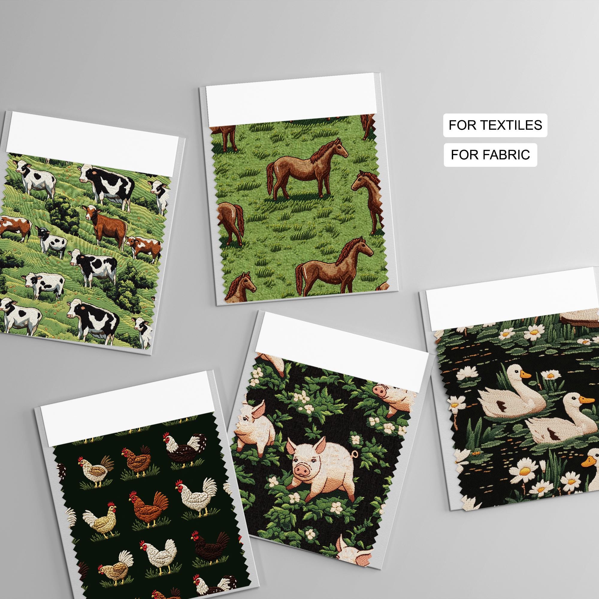 20 Farm Animals Embroidery Seamless Pattern Background | Farm Animals ...