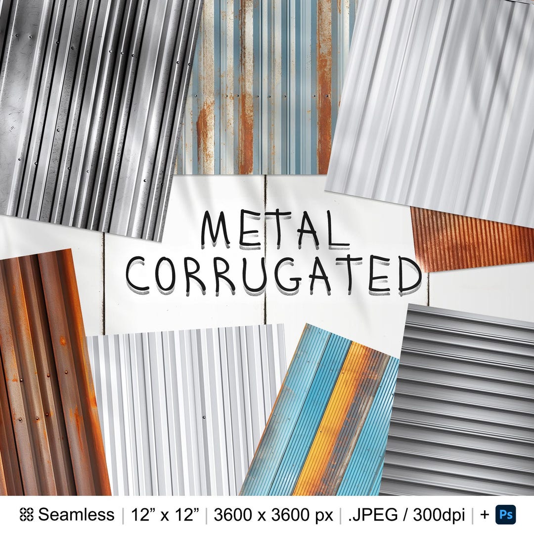 100 Corrugated Metal Seamless Pattern | Digital Seamless Pattern Rusty Corrugated Metal | 3d ...