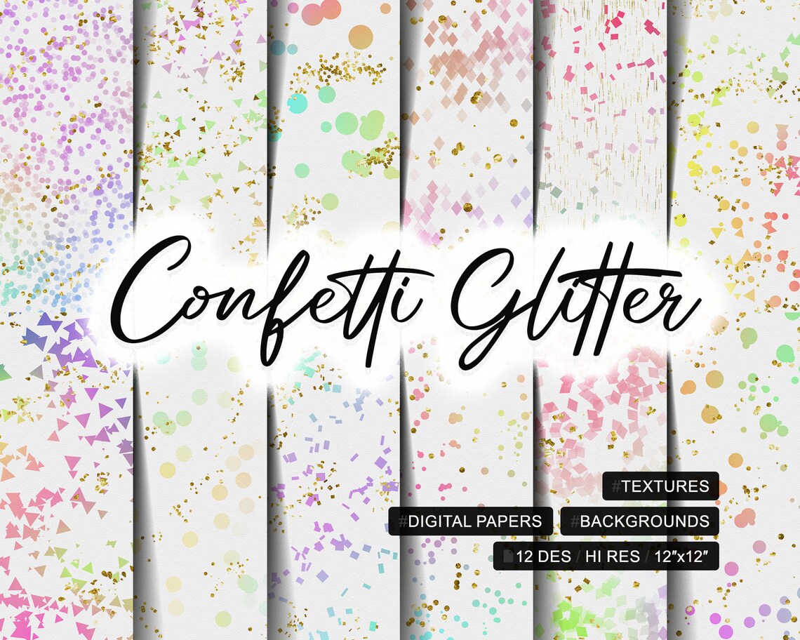 12 Rainbow Confetti Glitter Background Birthday Wallpaper - Etsy
