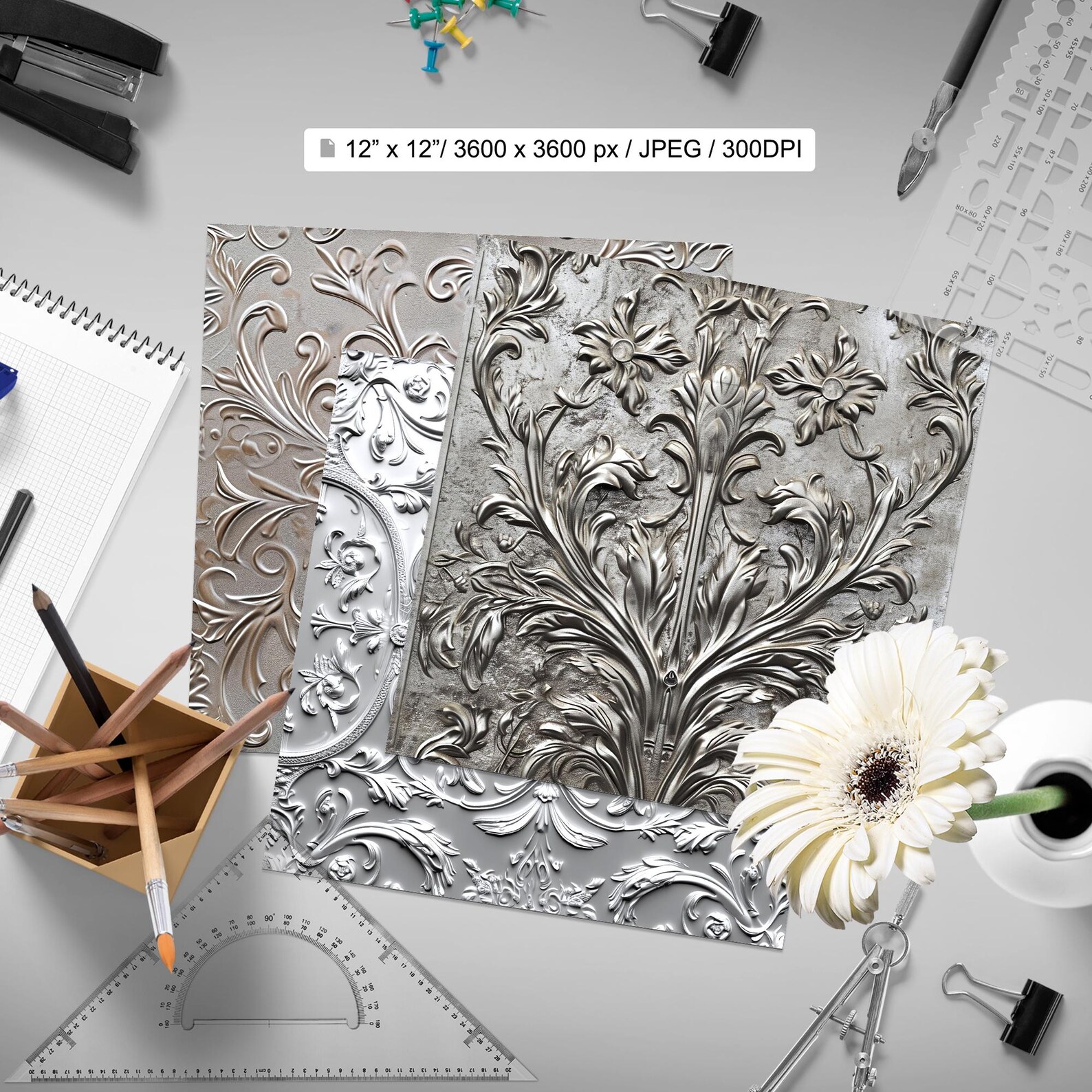 166 Engraving Seamless Pattern | Digital Seamless Pattern Metallic ...