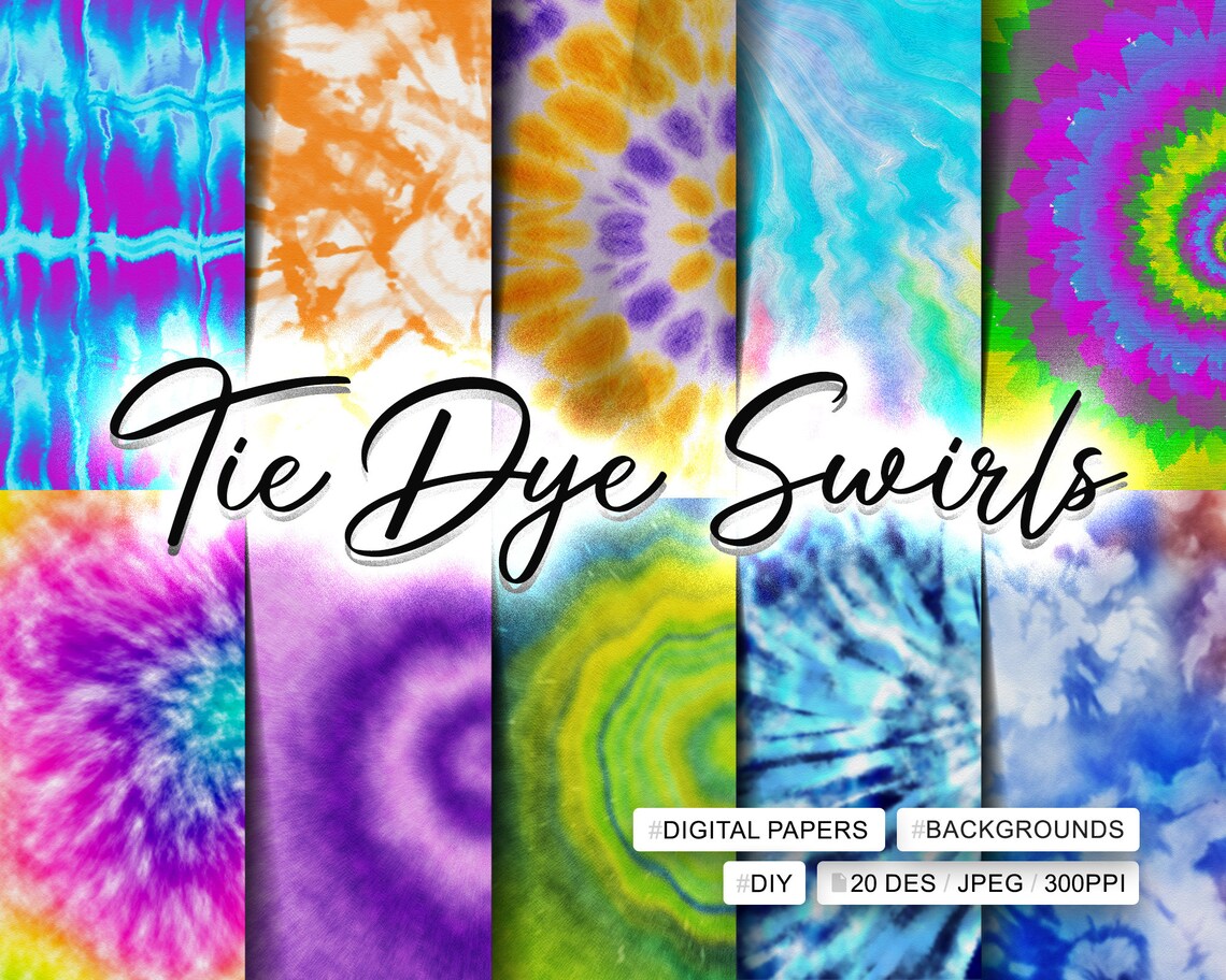 20 Tie Dye Digital Paper Bundle Tie Dye Swirls Digital Paper - Etsy
