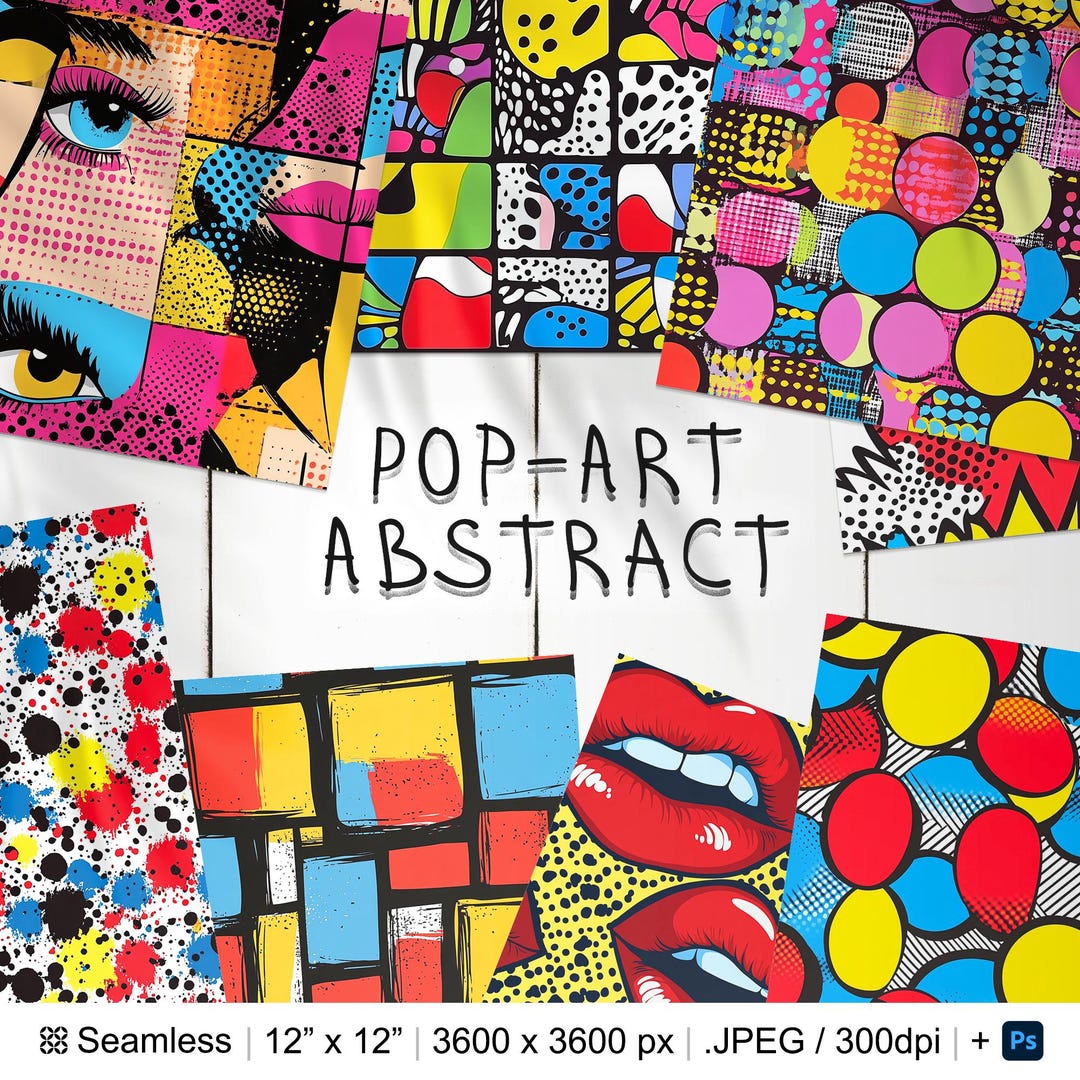 23 Pop-art Abstract Seamless Pattern Background | Pop-art Digital ...