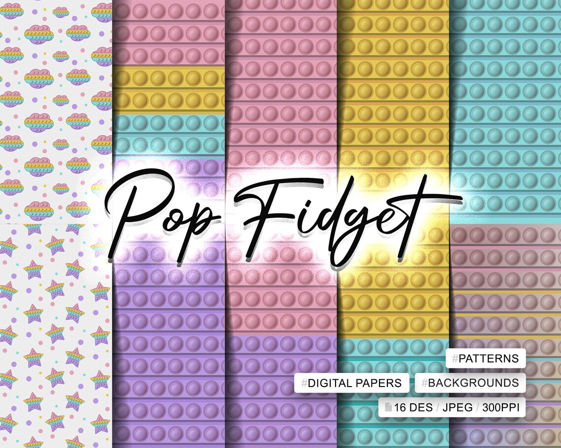 16 Pop Fidget Toy Patterns Pop Fidget Toy Digital Papers Pop - Etsy