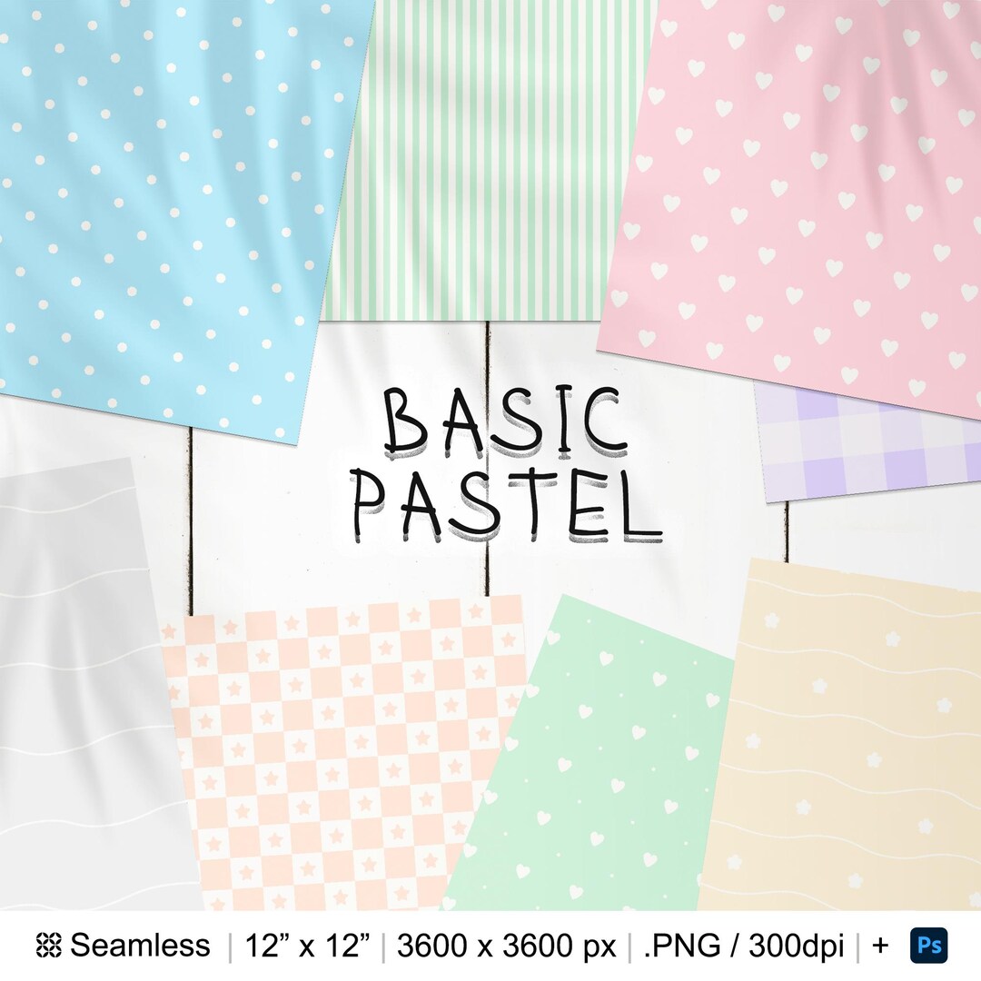 105 Basic Pastel Seamless Patterns | Pastel Baby Digital Paper | Pastel ...
