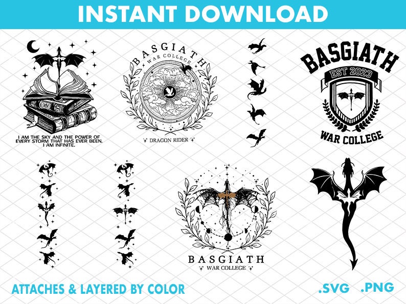 Fourth Wing Bundle Svg, Basgiath War College Svg, Dragon Rider, Violet ...