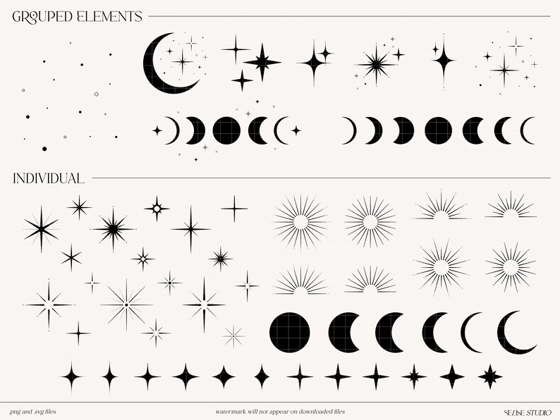 CELESTIAL Illustrations Digital Download Minimalistic - Etsy