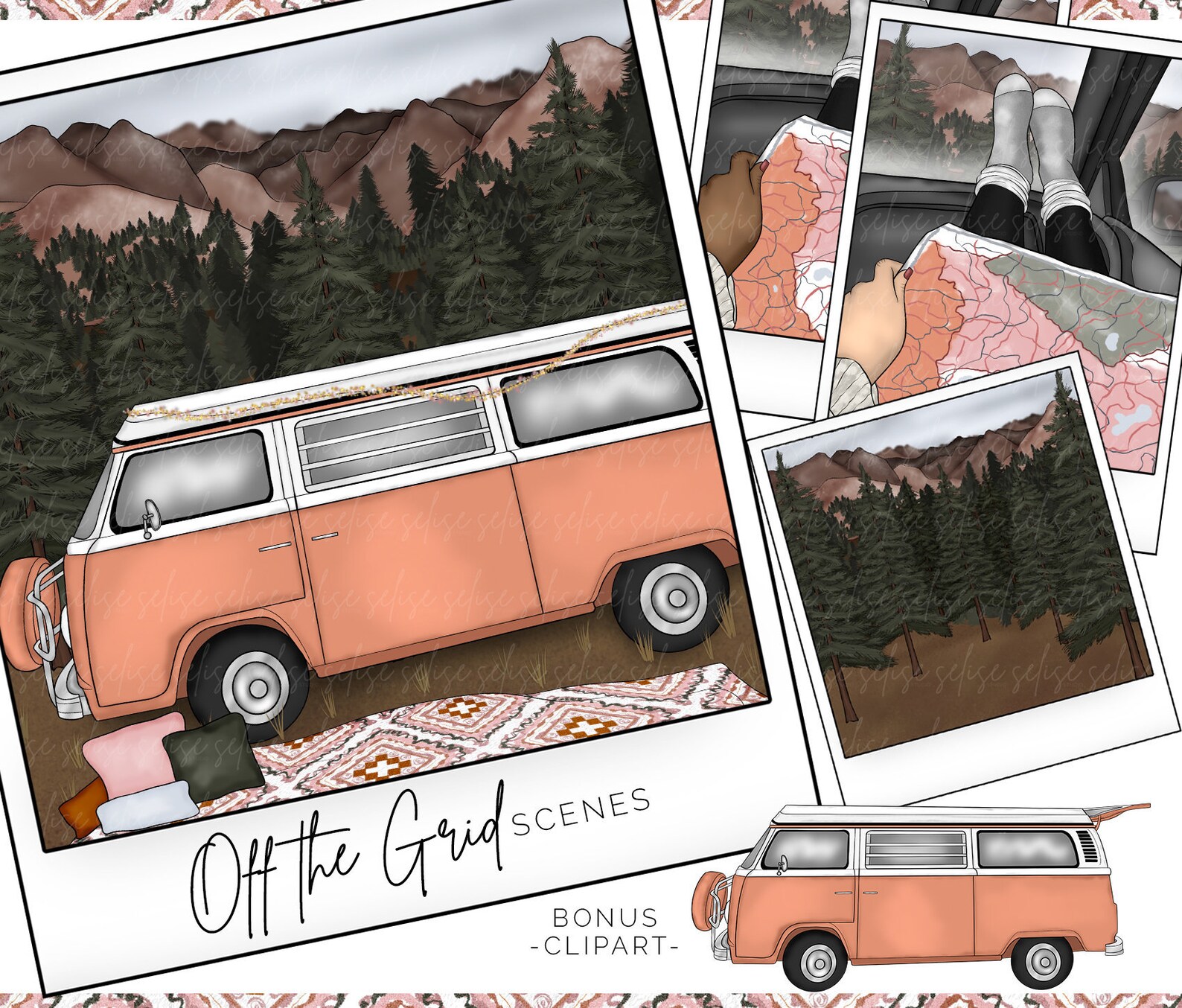 OFF THE GRID Scenes Digital Download Hand Drawn - Etsy