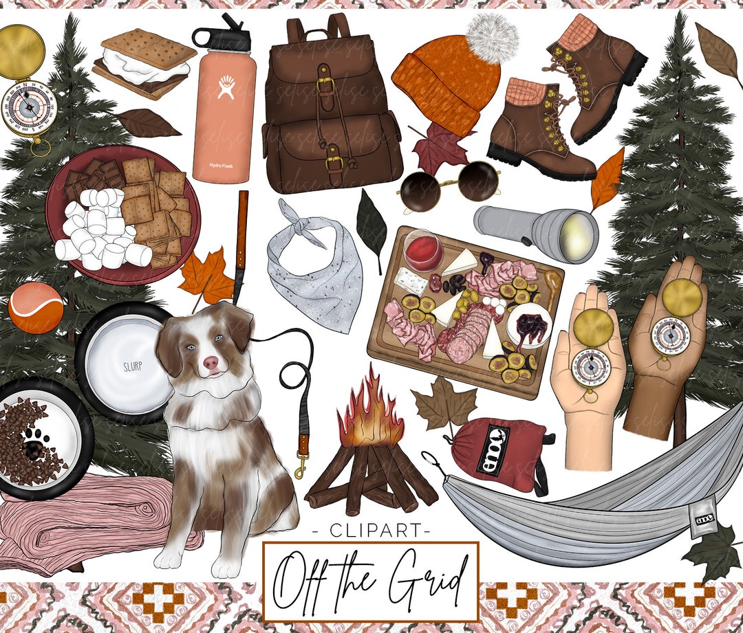 OFF THE GRID Clipart Digital Download Hand Drawn Illustration Planner ...