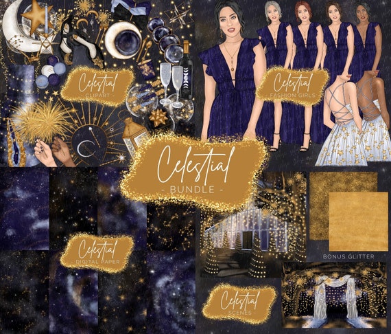 CELESTIAL Bundle Digital Download Hand Drawn Illustration | Etsy