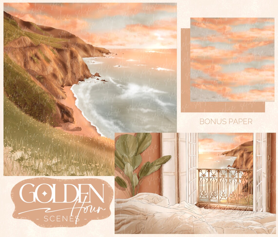 GOLDEN HOUR Bundle Digital Download Hand Drawn - Etsy