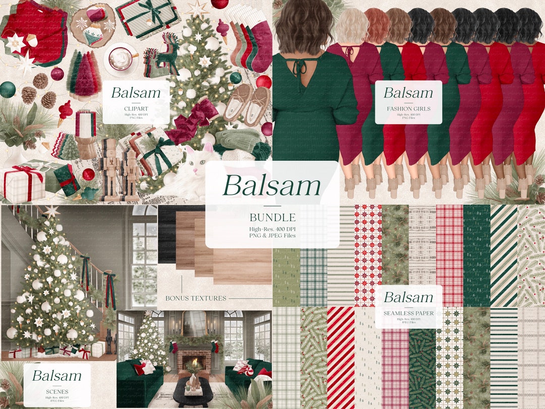 BALSAM Bundle Digital Download Hand Drawn Christmas - Etsy