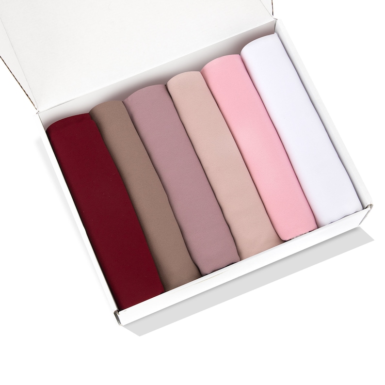 6 PCS Chiffon Hijabs Set Chiffon Hijab Essentials Gift Box Best Eid ...