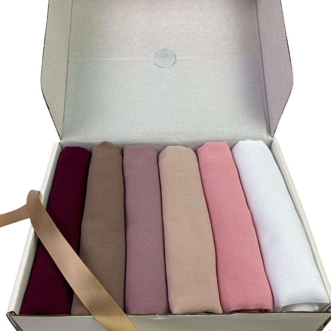 6 PCS Chiffon Hijabs Set Chiffon Hijab Essentials Gift Box Best Eid ...
