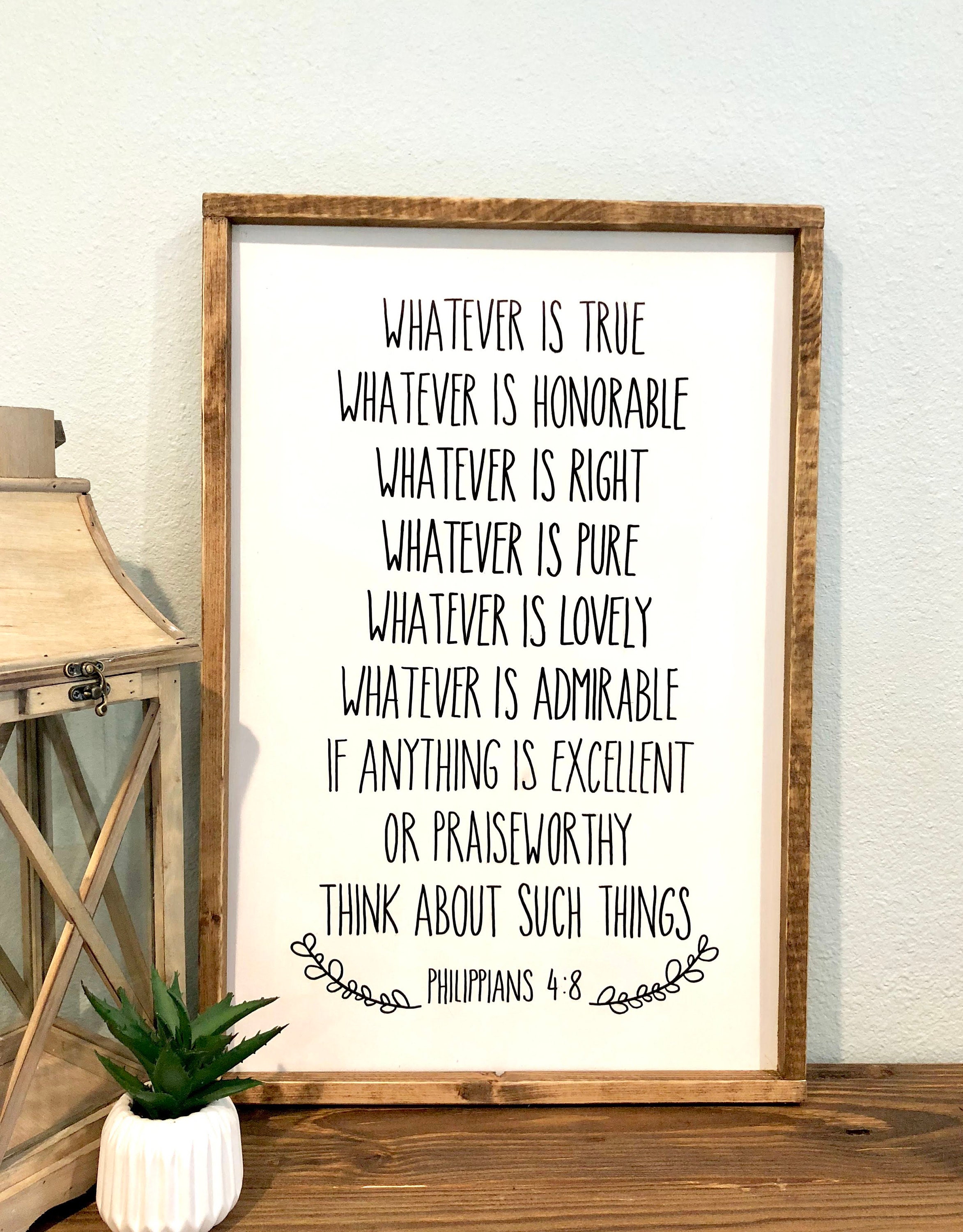 Whatever is True... Sign Philippians 4:8 Whatever is True | Etsy