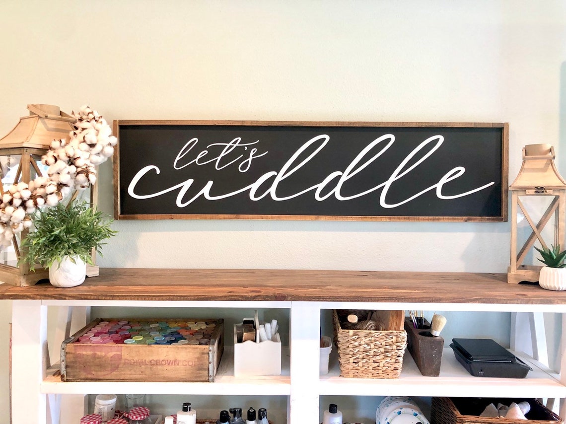Let's Cuddle Sign Above the Bed Sign | Etsy