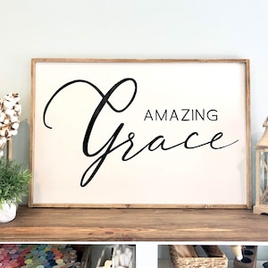 Amazing Grace Sign, Large Amazing Grace Sign, Amazing Grace, Farmhouse ...