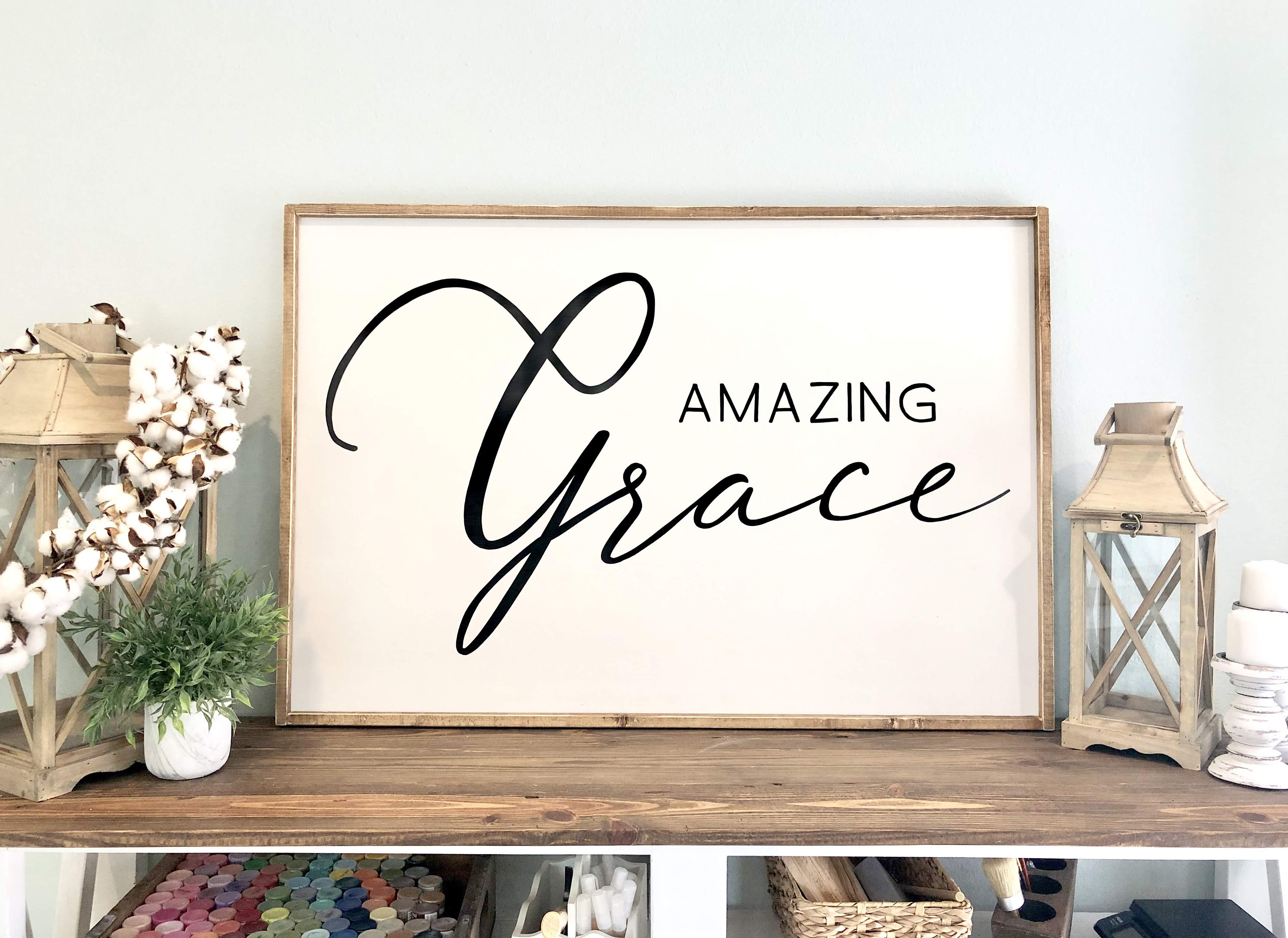 Amazing Grace Sign, Large Amazing Grace Sign, Amazing Grace, Farmhouse ...