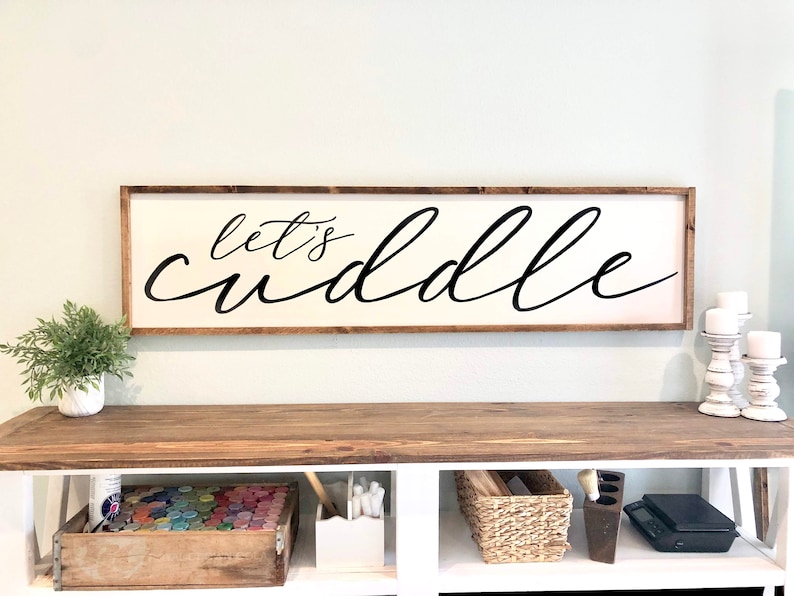 Let's Cuddle Sign Above the Bed Sign | Etsy