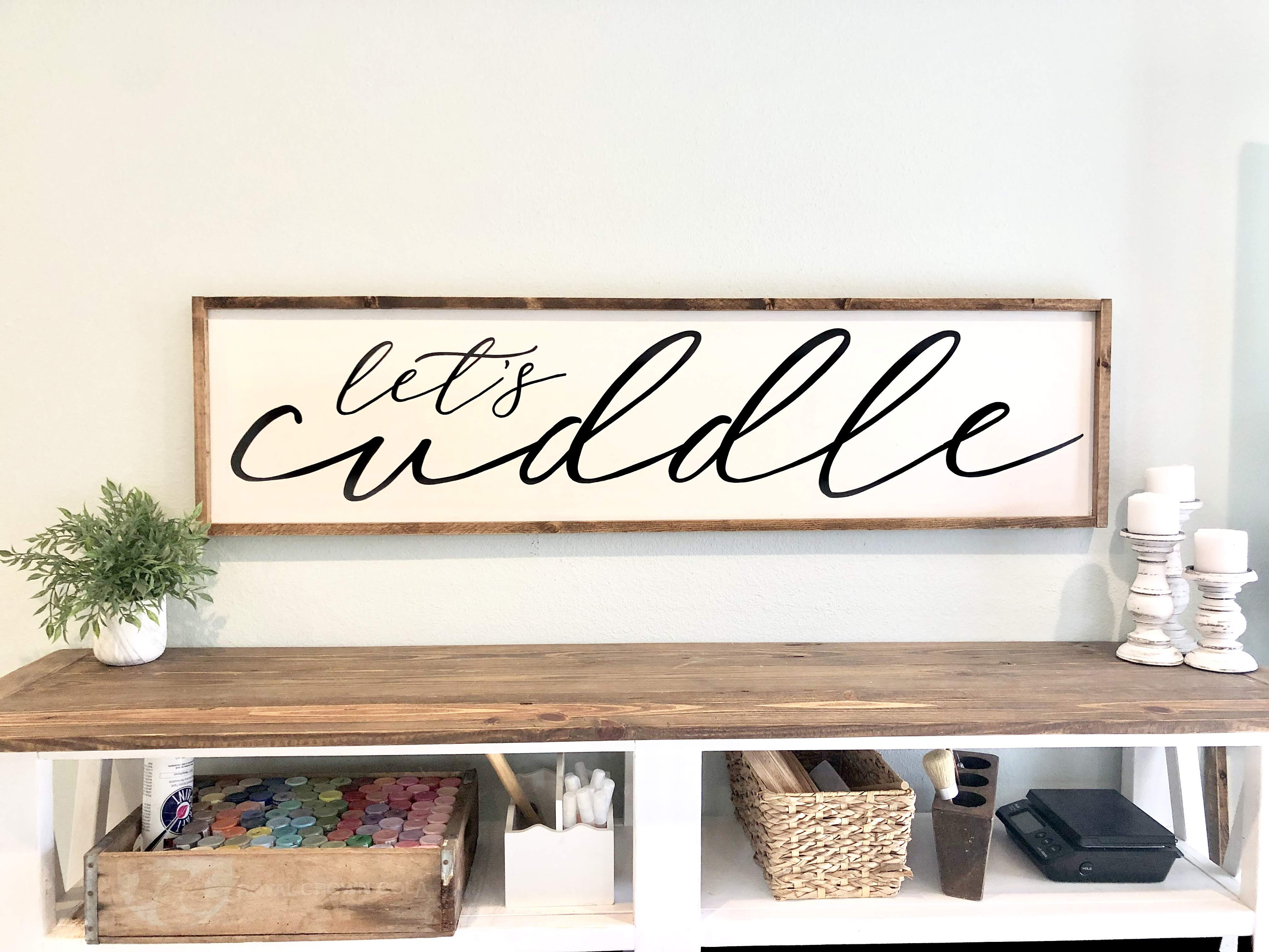 Let's Cuddle Sign Above the Bed Sign | Etsy