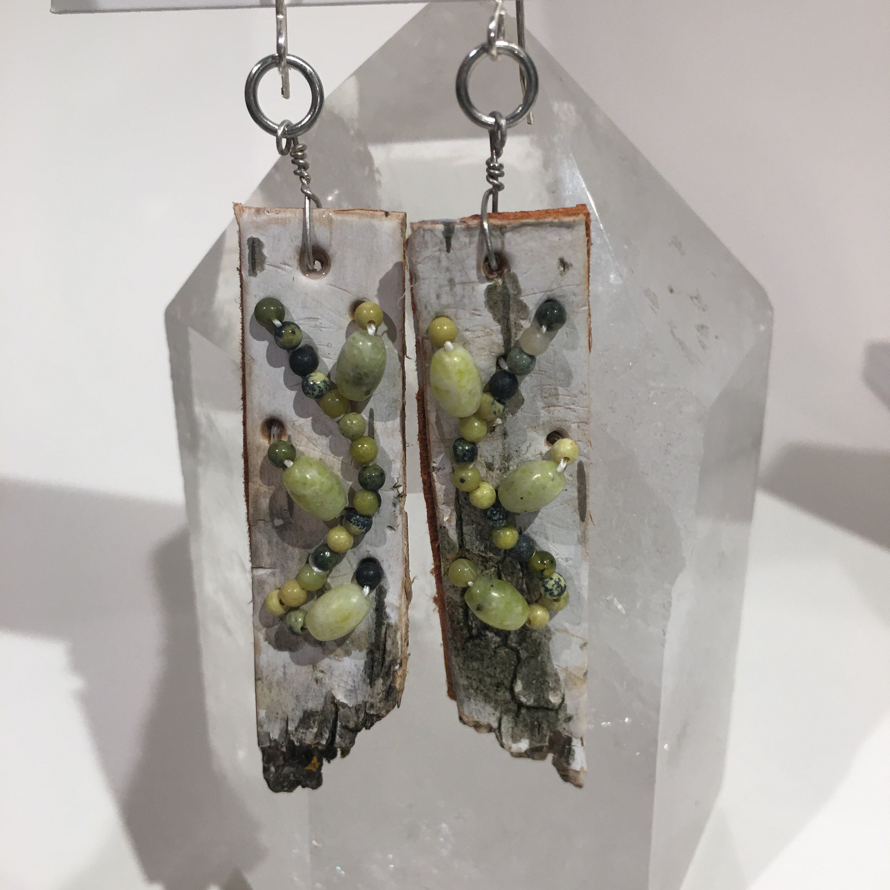 Askiy Earrings Yellow Jade on Birch Bark. - Etsy