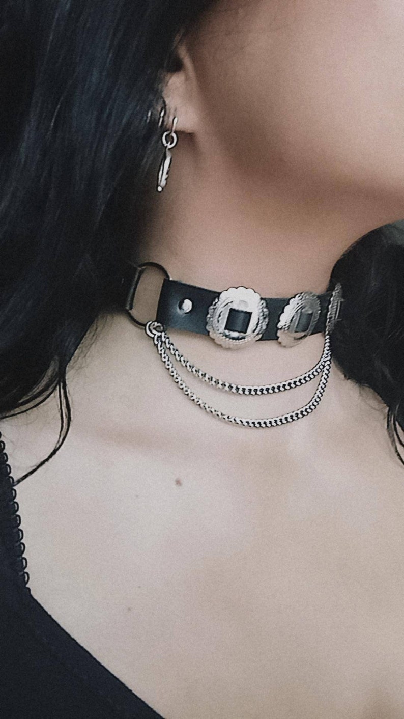 Easy Rider Leather Concho Choker - Etsy
