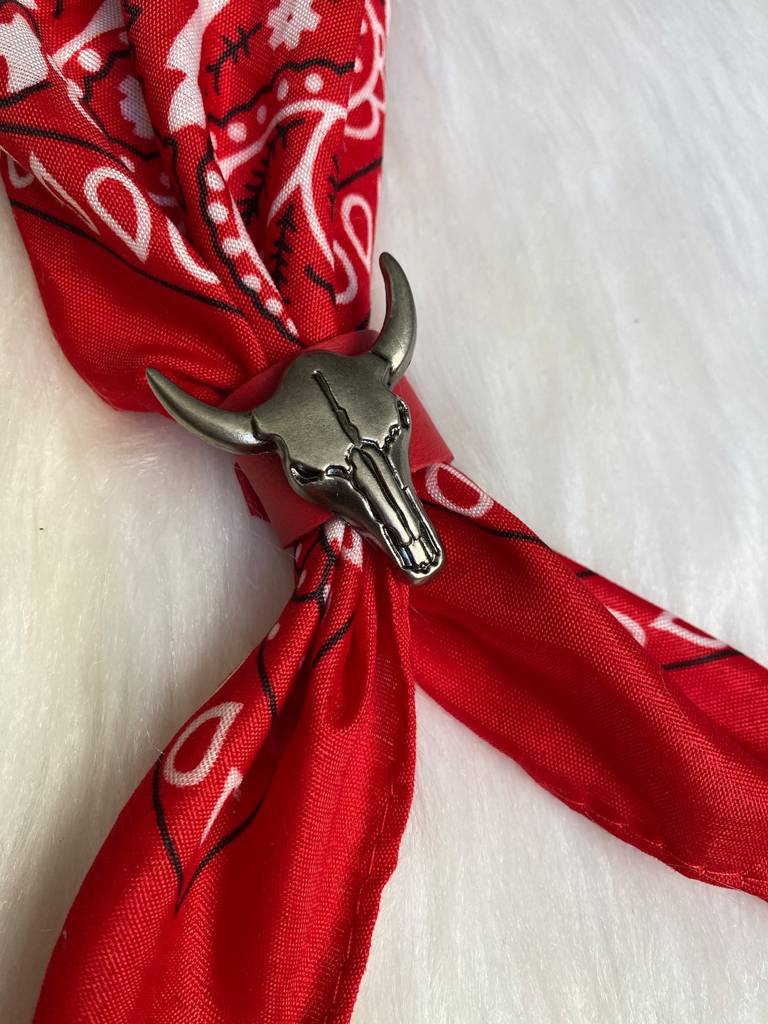 Buffalo Skull Rag Slide, Red and Silver - Etsy