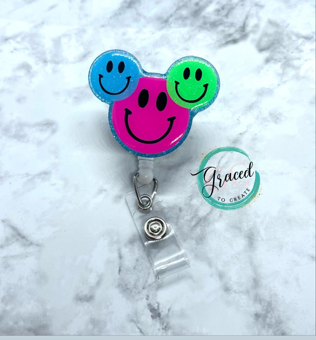 Smiley Face Badge Reel - Etsy