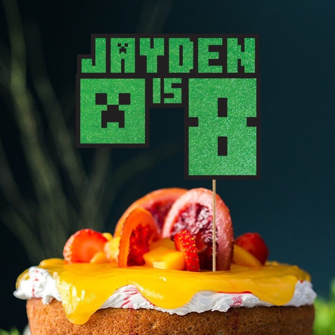 Minecraft Inspired Custom Cake Topper - Personalised Gamer Topper With ...