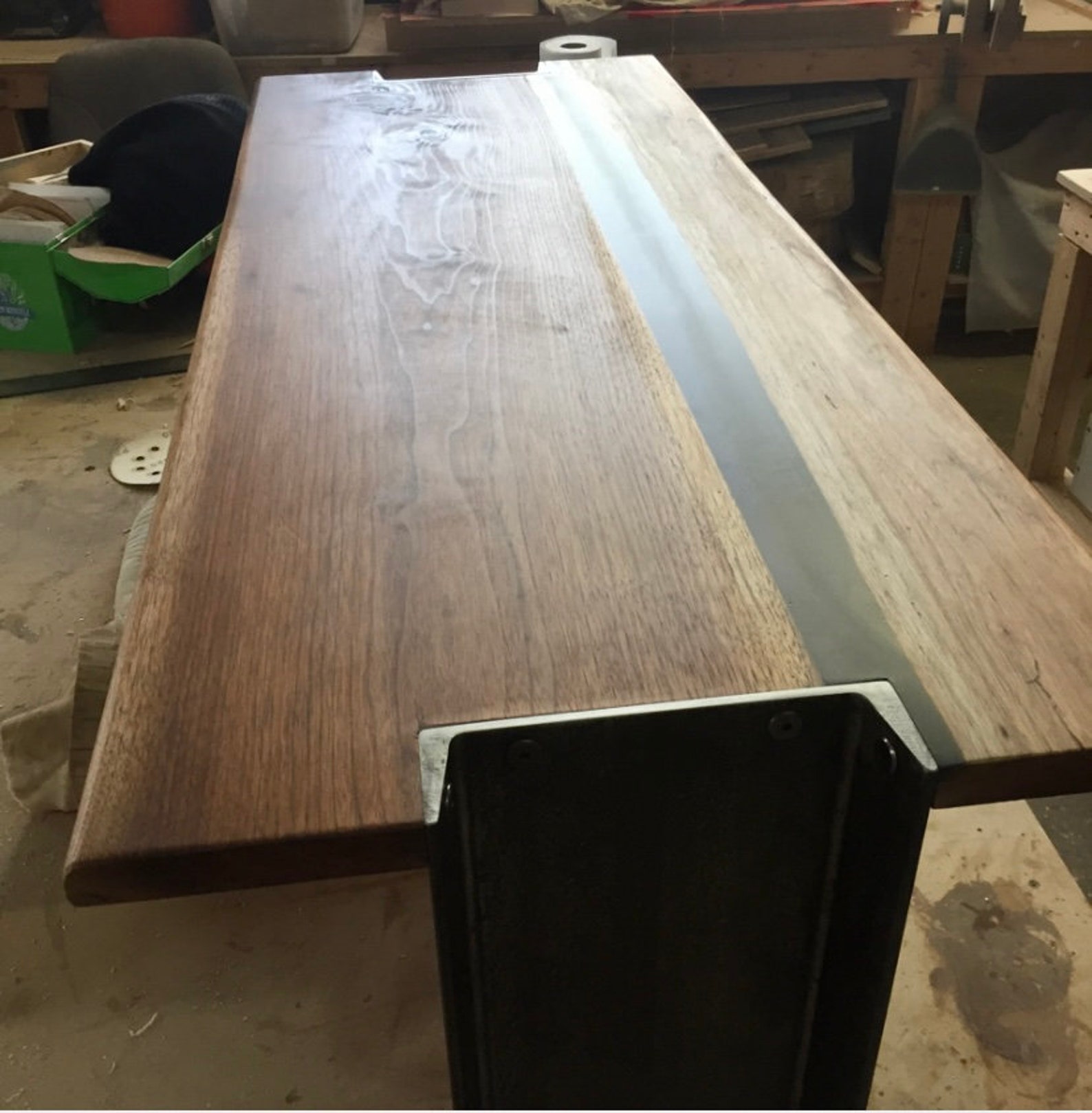 Walnut and C Channel Epoxy Coffee Table - Etsy