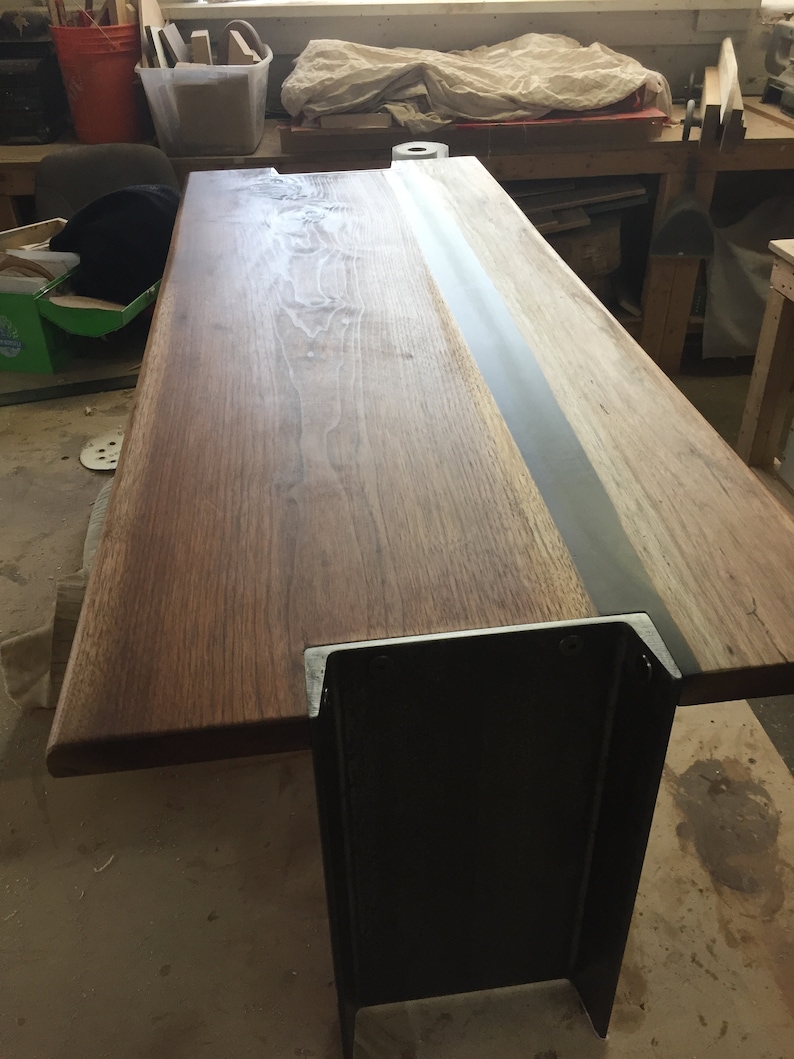 Walnut and C Channel Epoxy Coffee Table - Etsy