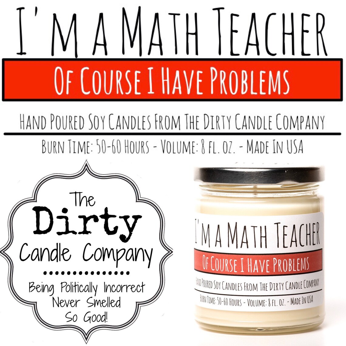 Math Teacher Hand-poured Soy Candle - Macintosh Apple - I’m a Math ...