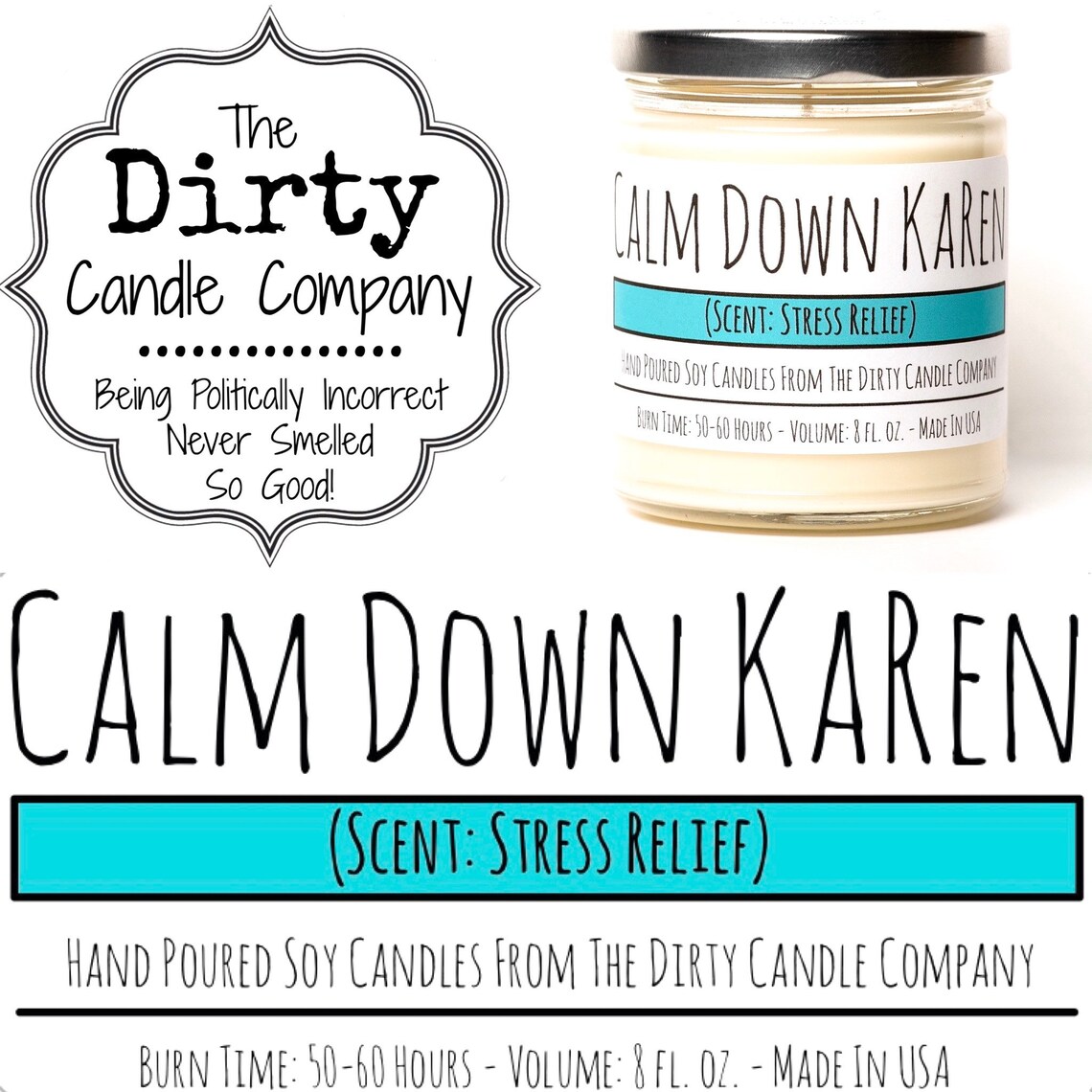 Calm Down Karen™ Hand-poured Soy Candle - Stress Relief Scented - Funny ...