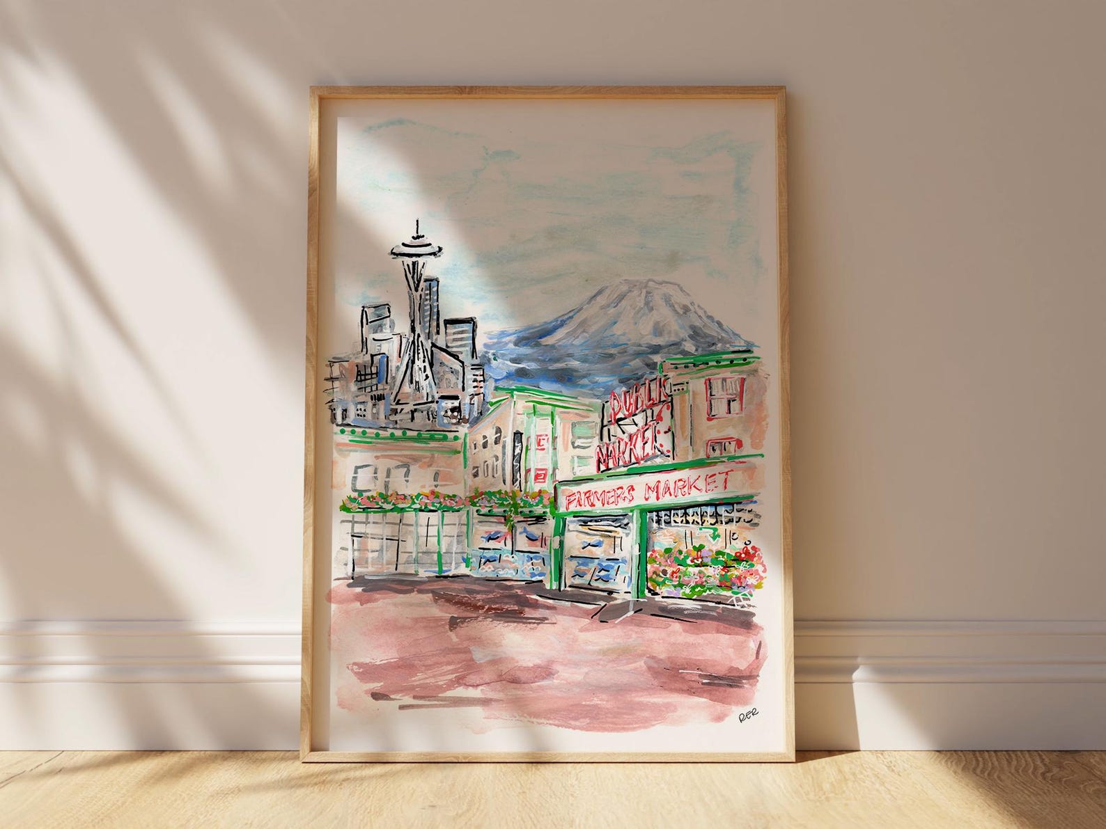 Seattle Art Print, Seattle Illustration, Seattle Artwork, Pike Place ...