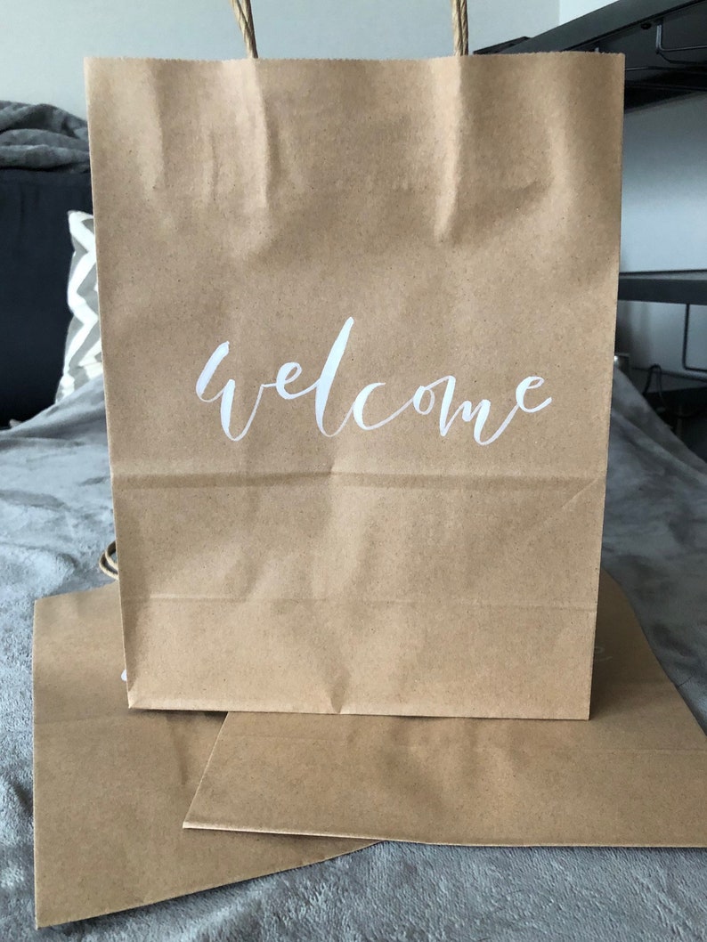 Welcome Bags Custom Gift Bags Calligraphy Guest Bags Kraft | Etsy