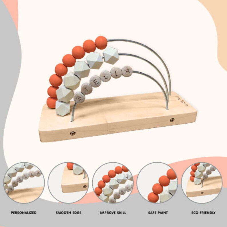 Personalized Rainbow Abacus, Nursery Decor, Wooden Abacus, Montessori ...
