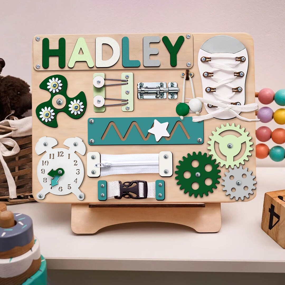 Personalized Busy Board, Baby Name Puzzles, Wooden Montessori Toys for ...
