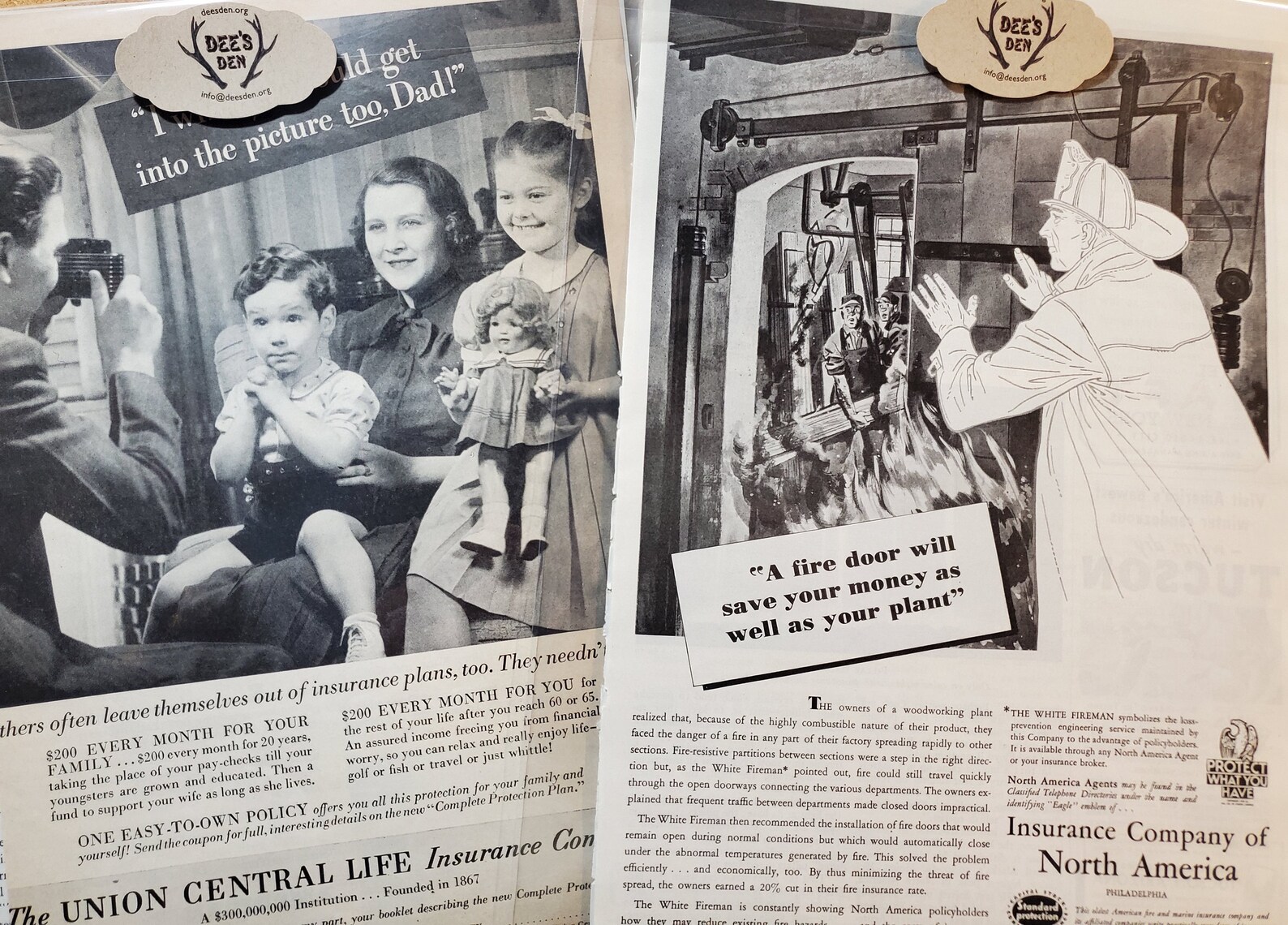 1939 Ads of Fear insurance Ephemera Junk Journal Design | Etsy