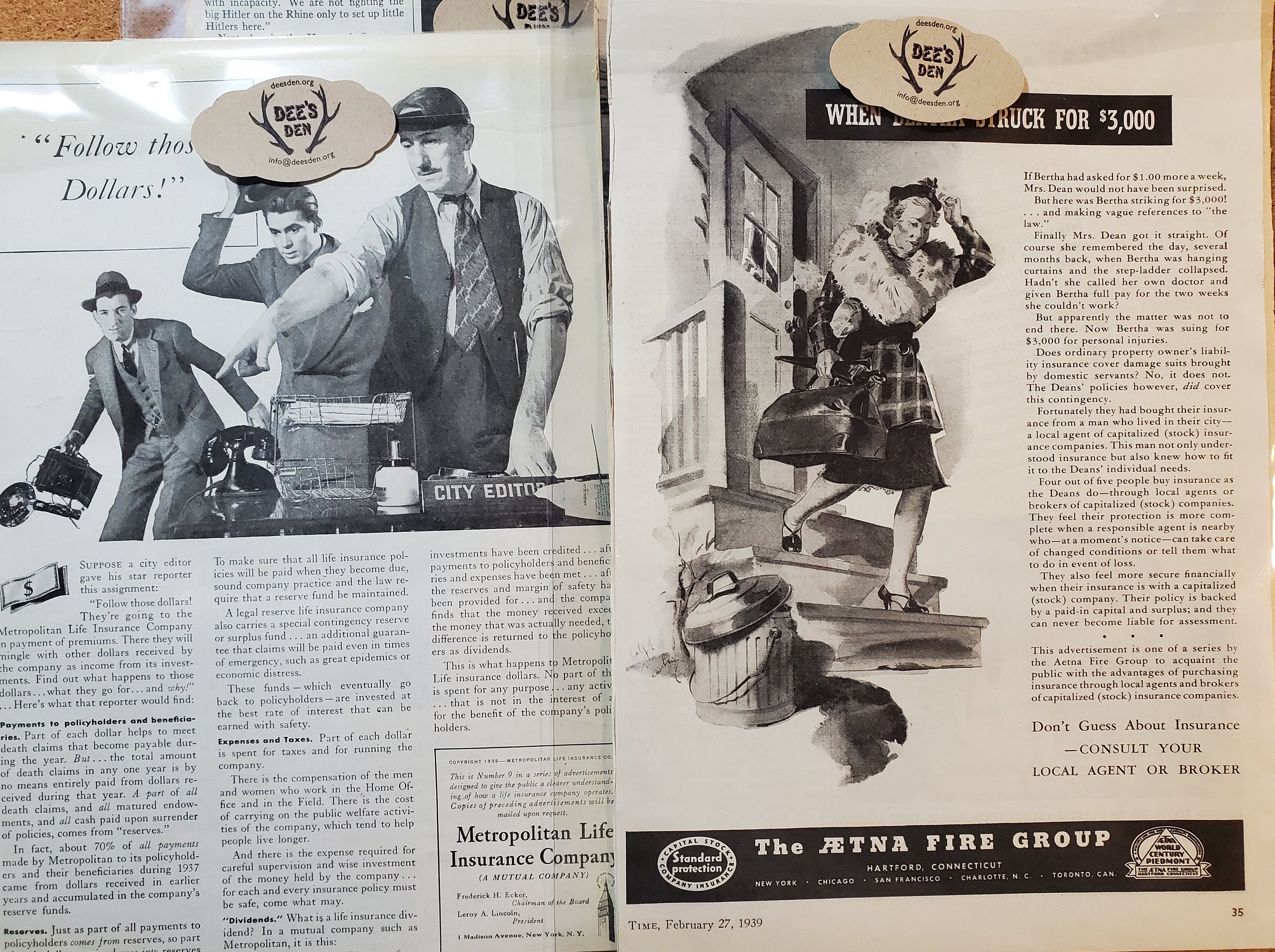 1939 Ads of Fear insurance Ephemera Junk Journal Design - Etsy