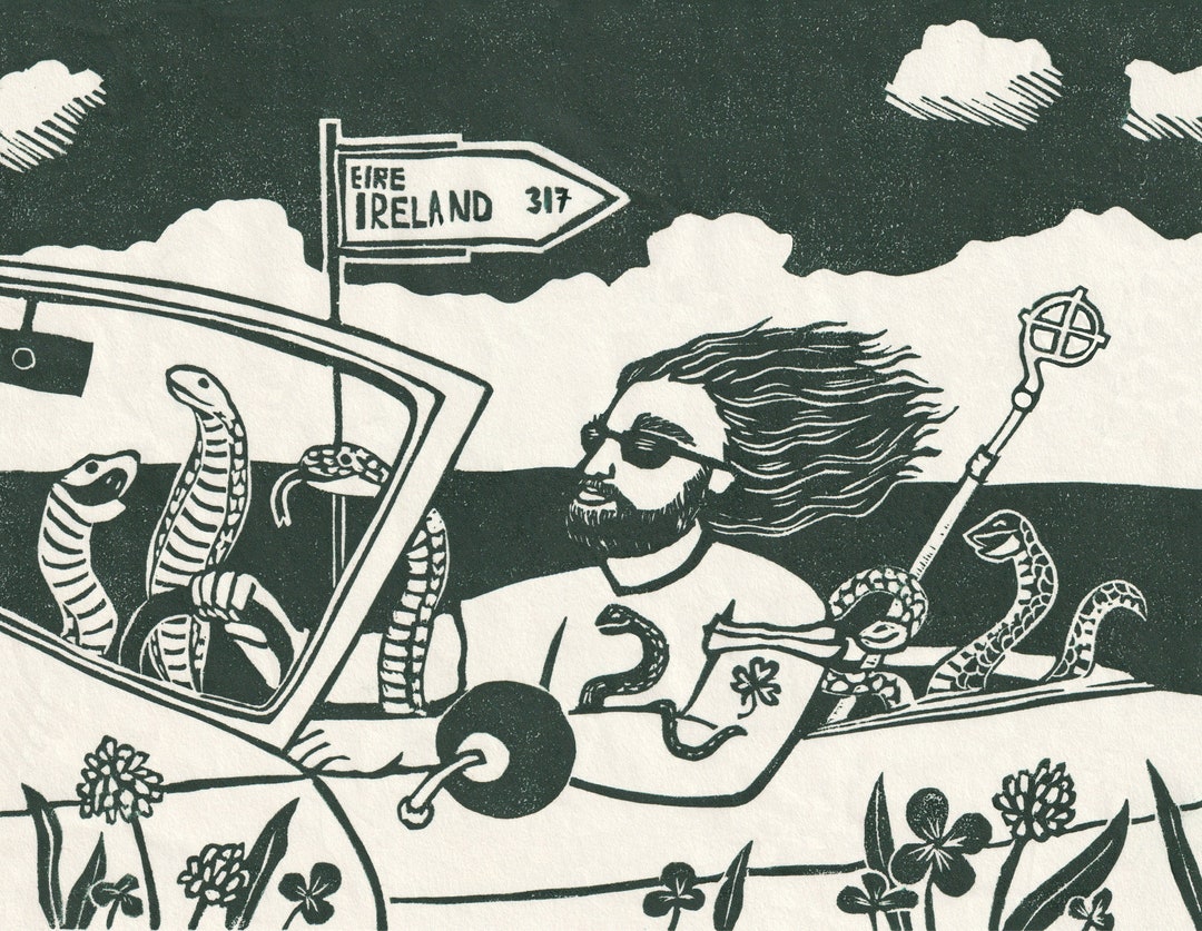 St. Patrick Drives the Snakes Out of Ireland | Art Print - Etsy