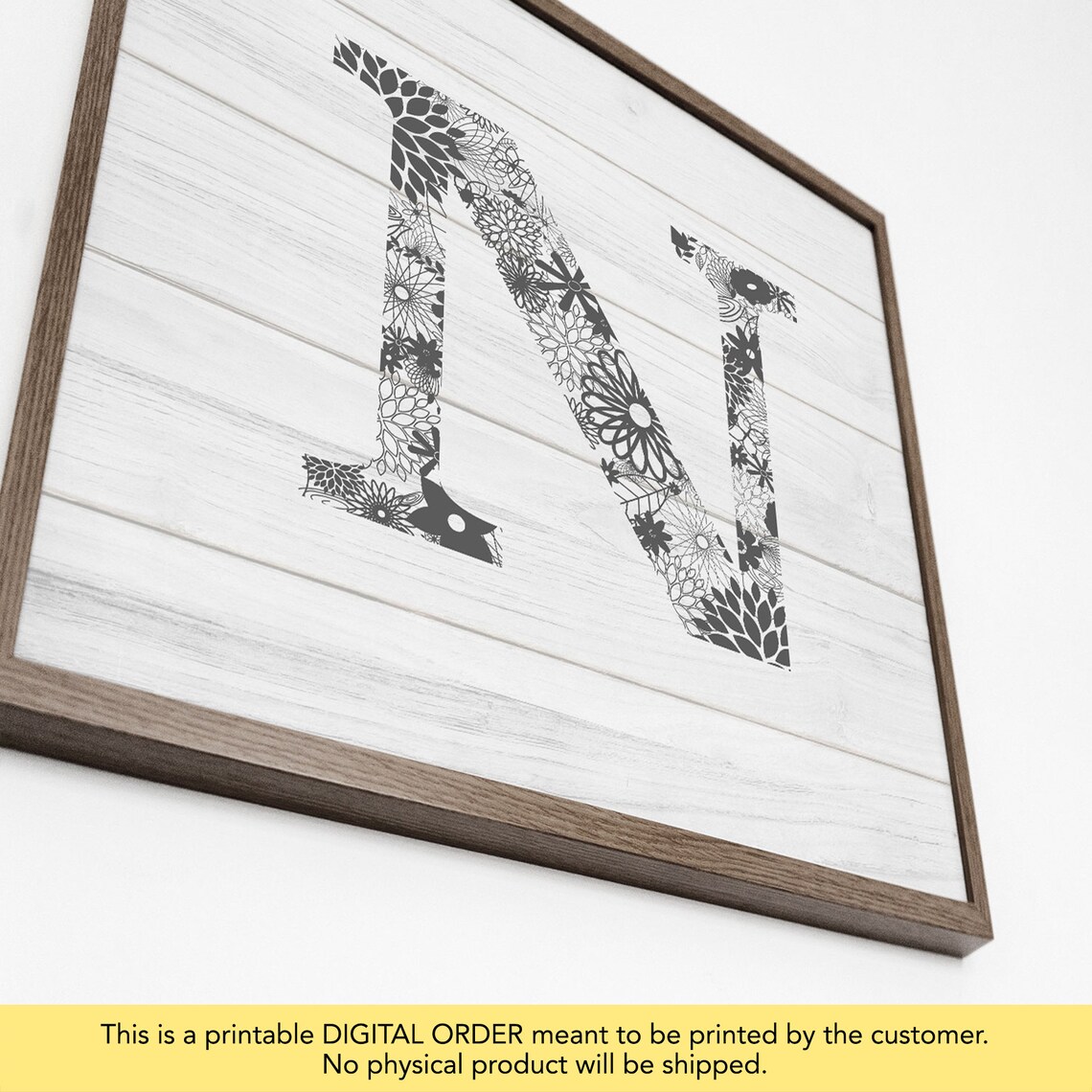 Letter N for Wall Rustic Letter N Gray Letter N Printable | Etsy