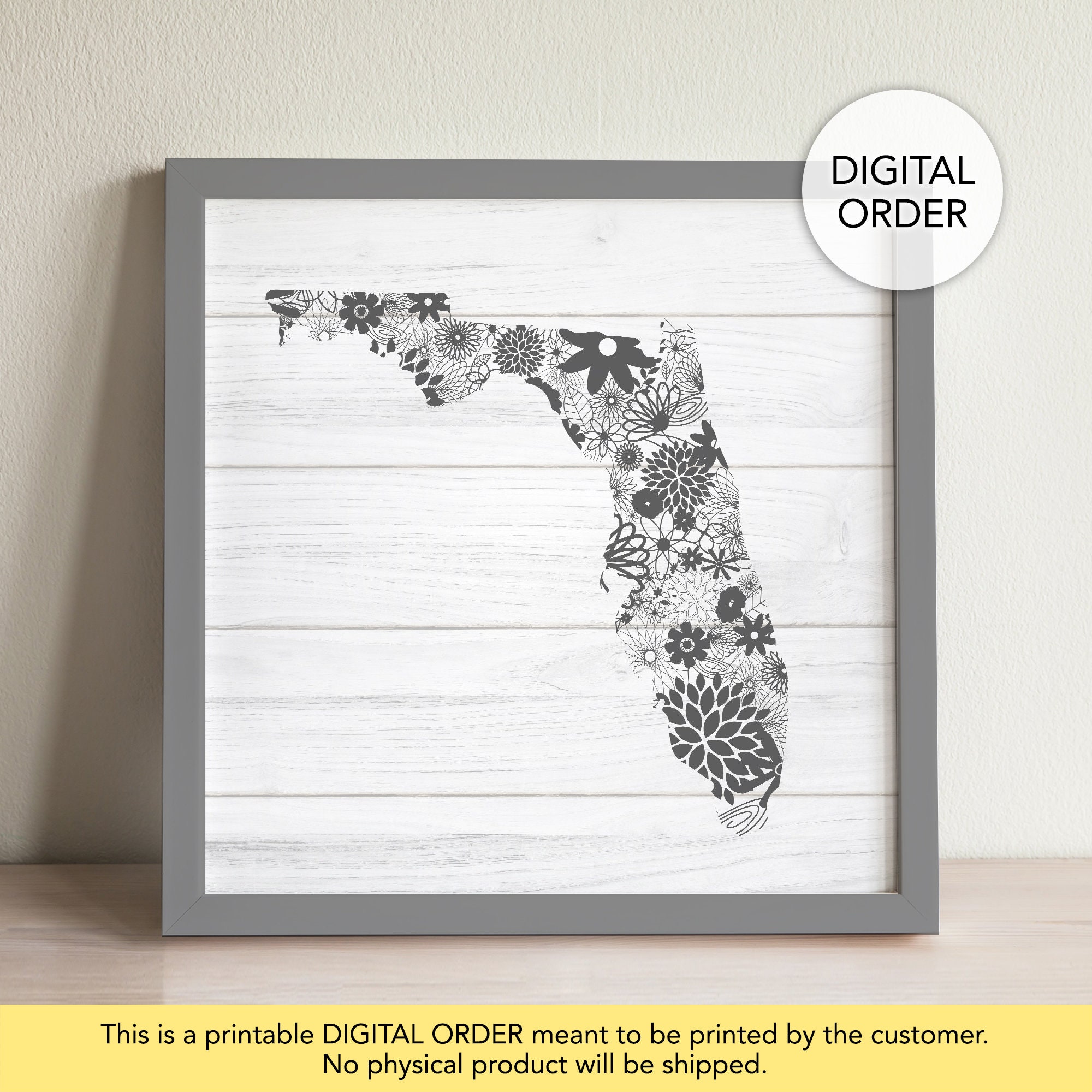 Florida Printable, Florida State Print, Florida Floral Print, State ...
