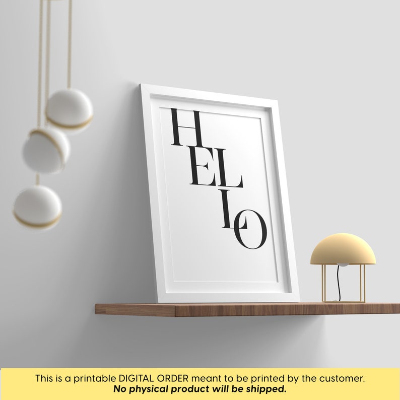 Hello Sign Hello Printable Hello Wall Art Hello Sign for - Etsy
